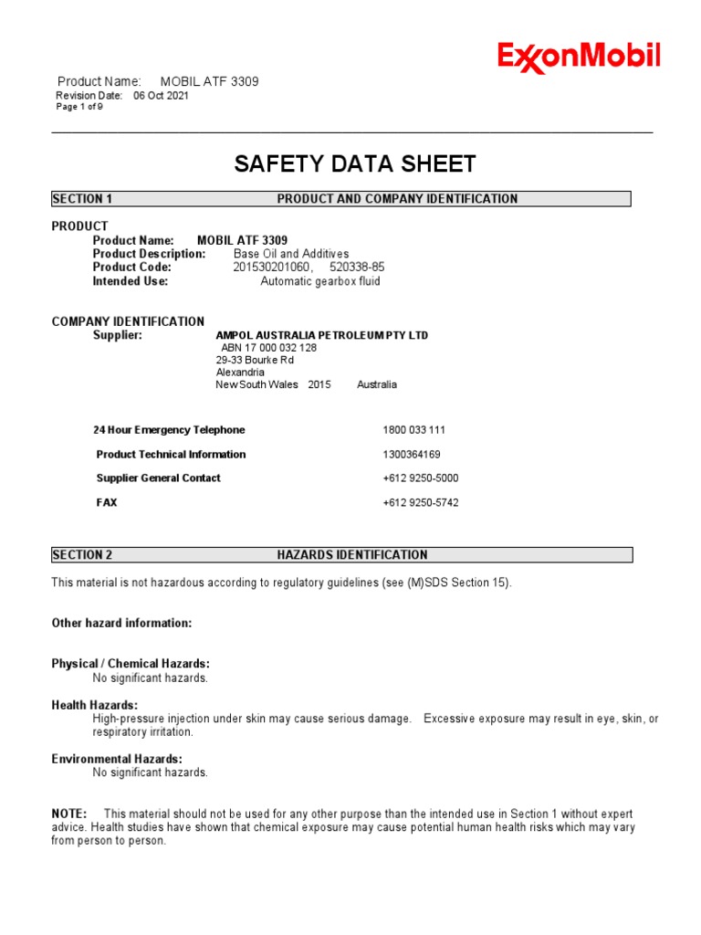 FISPQ - OLEO ATF.pdf | PDF