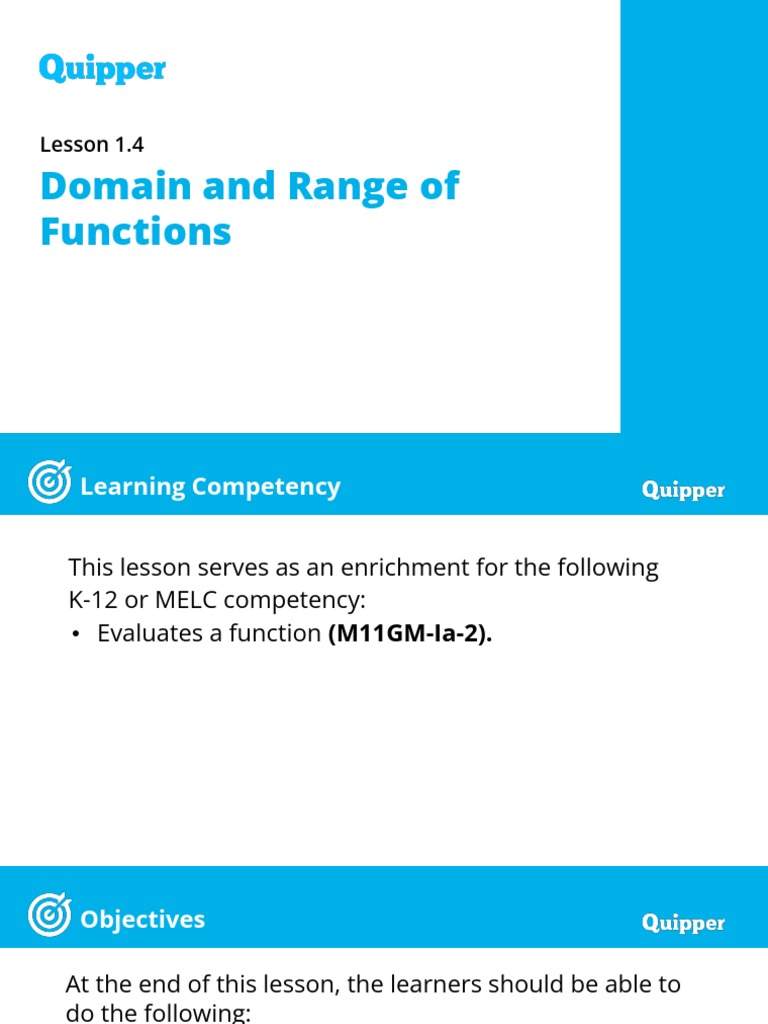 Lesson 1.4 Domain and Range of Functions PDF | PDF | Polynomial ...