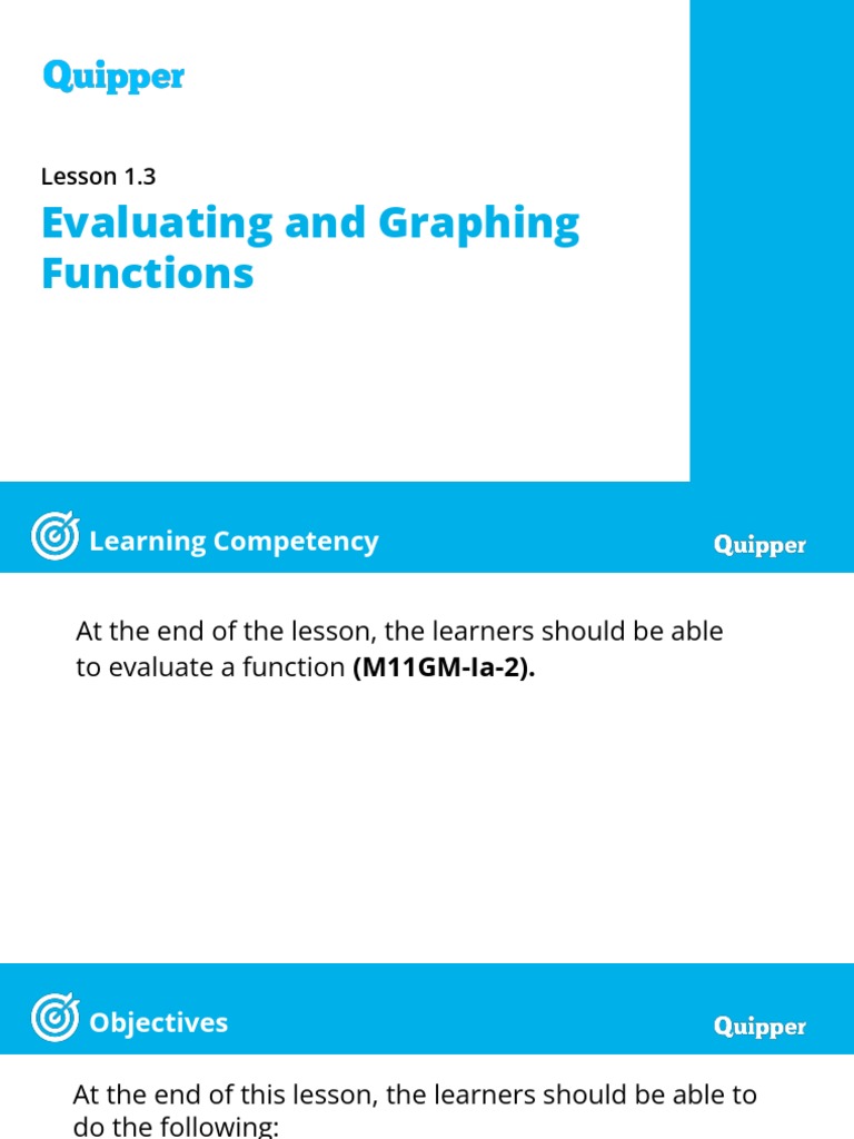 Lesson 1.3 - Evaluating and Graphing Functions PDF | PDF | Function (Mathematics) | Mathematical ...