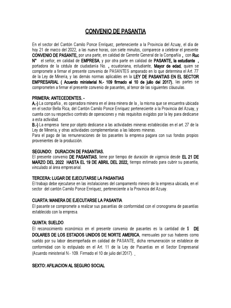 Contrato Pasantes | PDF