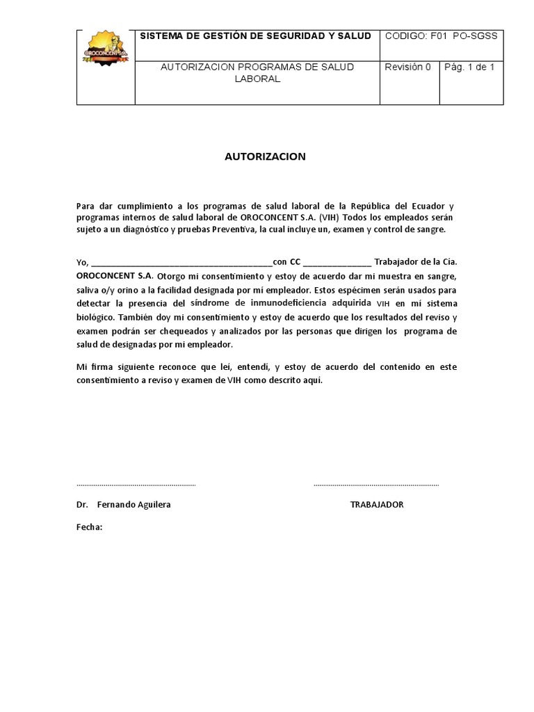 Autorizacion Programas de Salud Vih | PDF