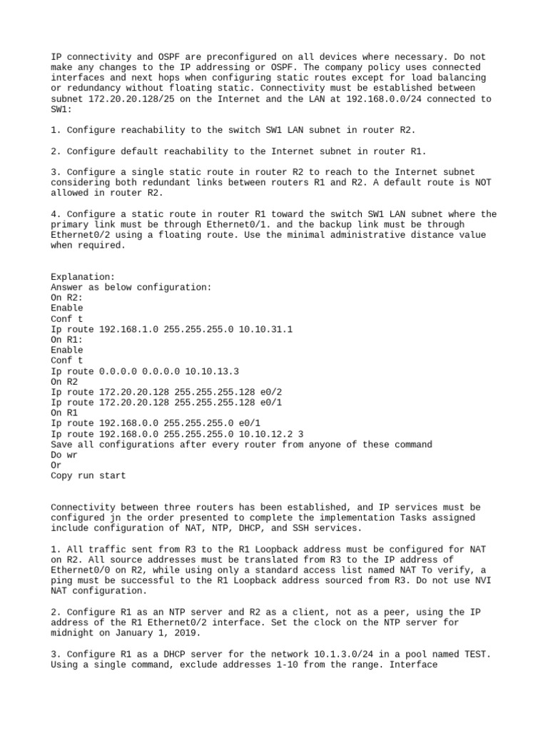 CCNA Config Question | PDF