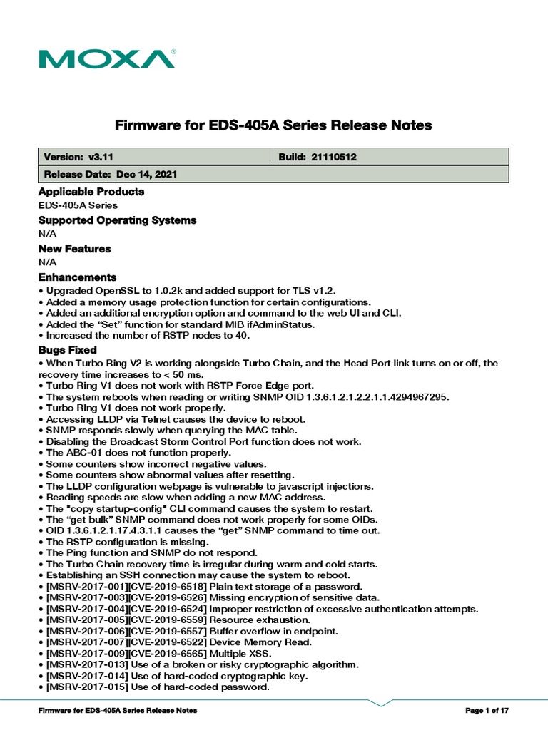 EDS-405A Series - Moxa-Eds-405a-Series-Firmware-V3.11.rom - Software ...