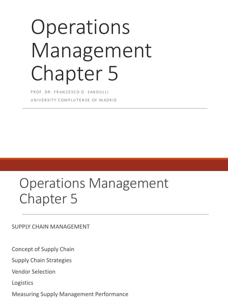 Operations Management Chapter 5 | PDF | Supply Chain | Inventory