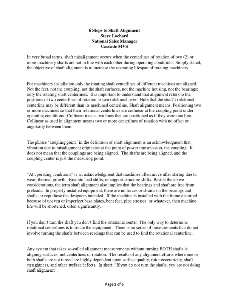 6 Steps To Shaft Alignment PDF | PDF