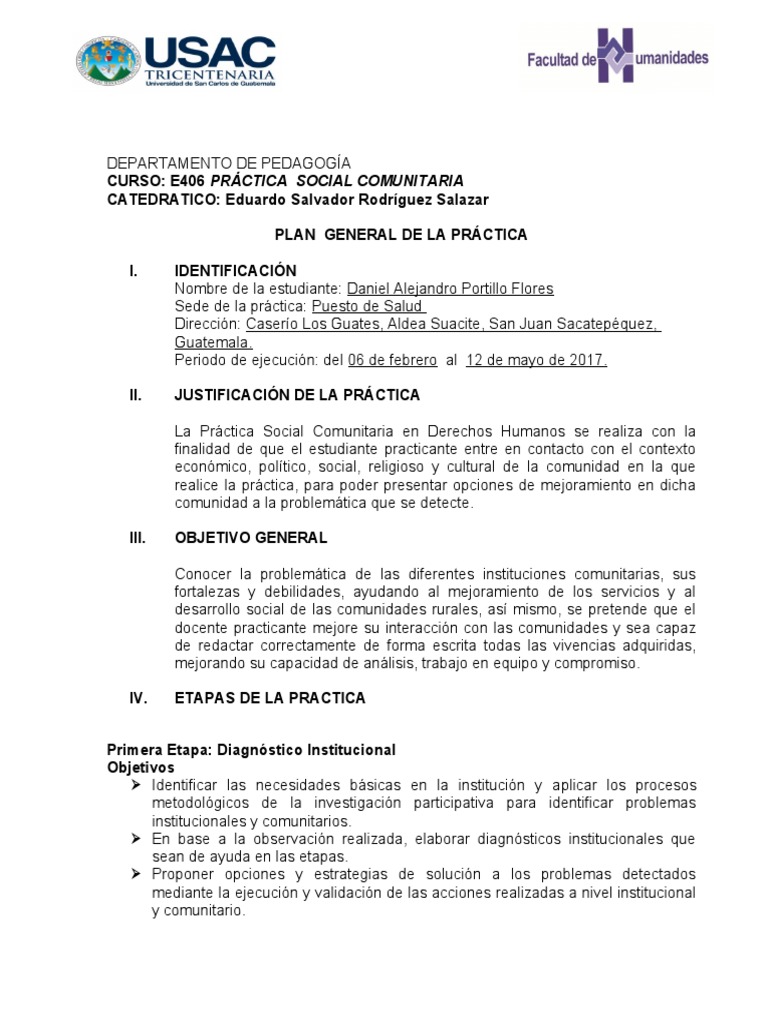PLAN GENERAL DE LA PRÁCTICA.docx | PDF