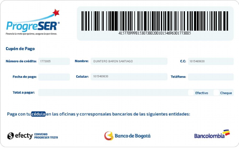 Tarjeta de Recaudo | PDF