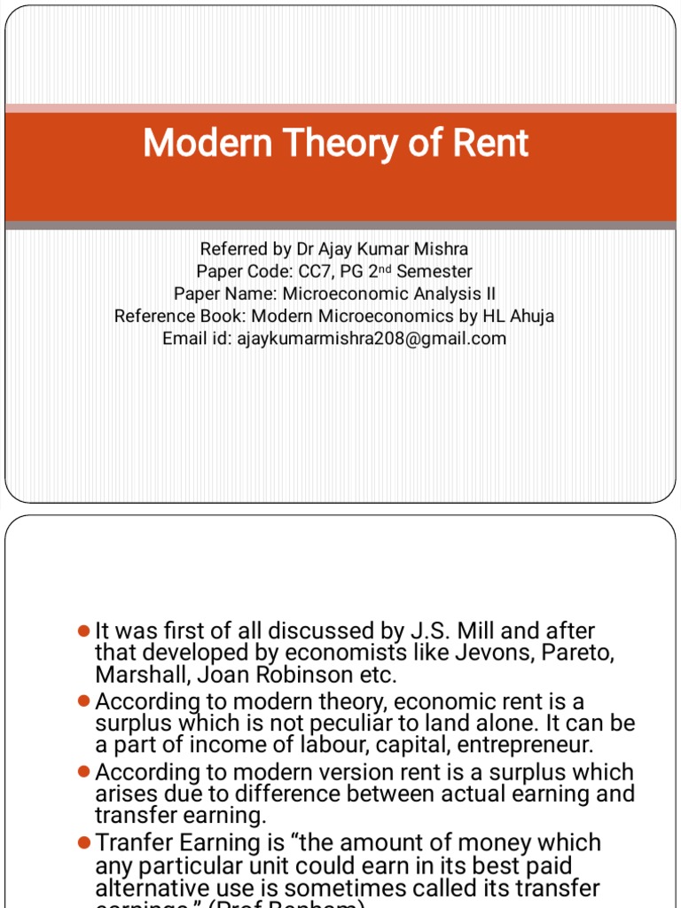 Modern Theory of Rent PDF | PDF