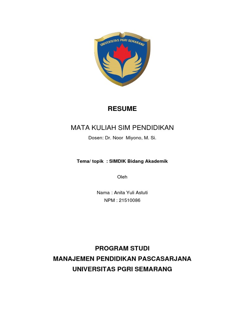 Resume 2 Simdik Bidang Akademik PDF | PDF