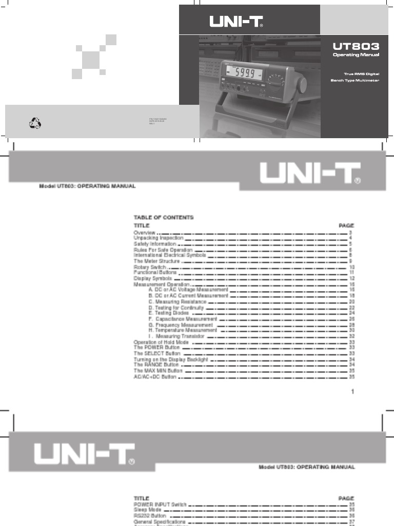 Ut803 English Manual PDF | PDF