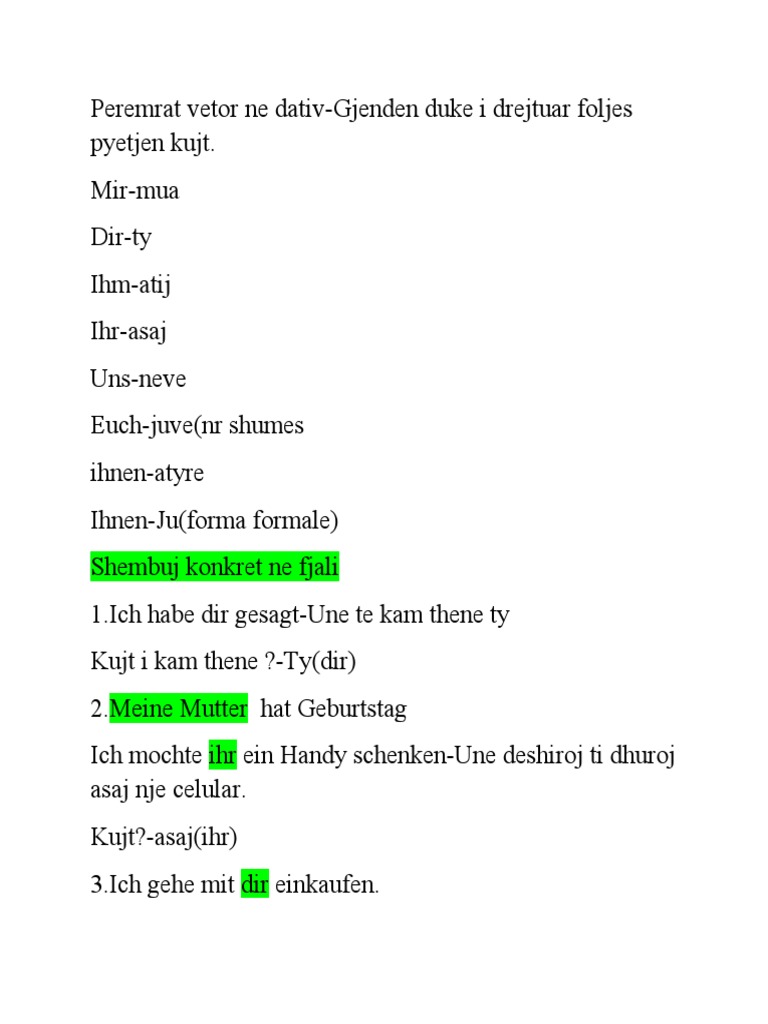 Peremrat Vetor Ne Dativ | PDF