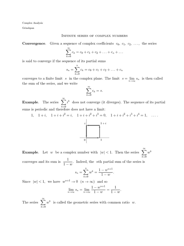 Infinite Series of Complex Numbers PDF | Download Free PDF | Series (Mathematics) | Sequence