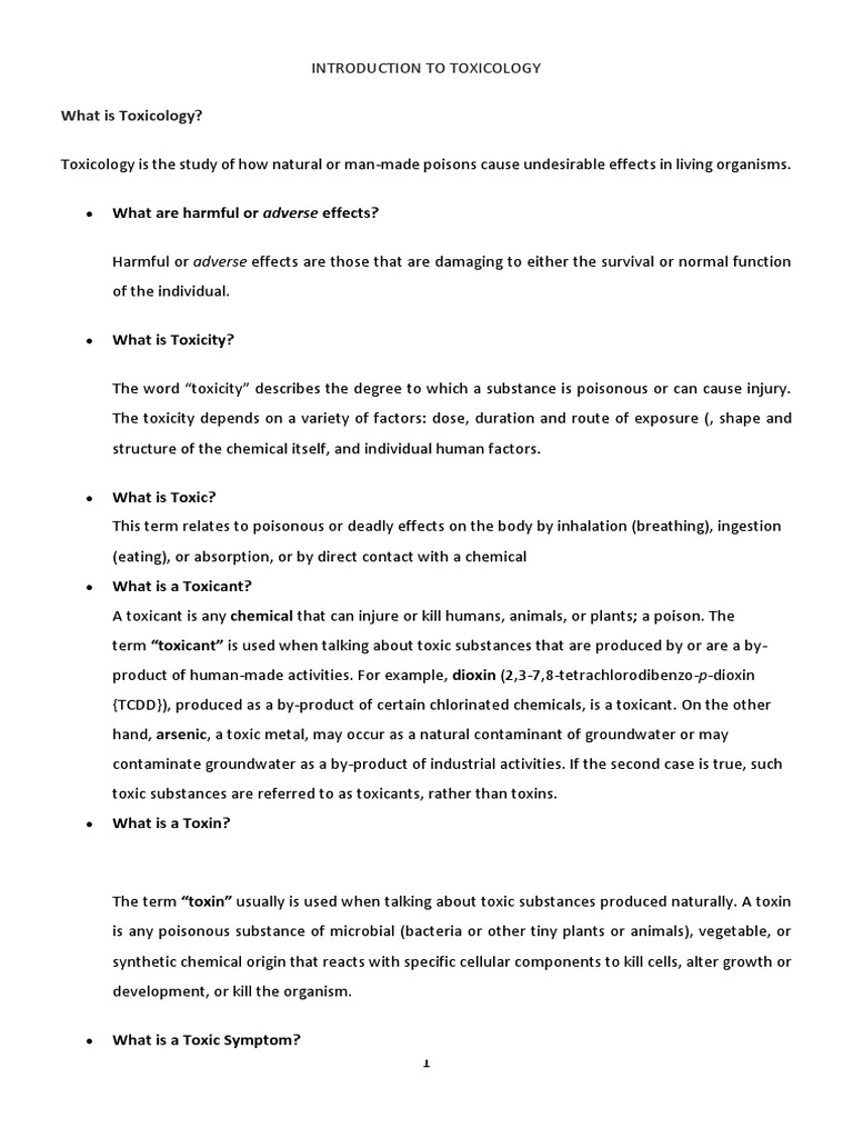 Introduction To Toxicology Pdf Pdf