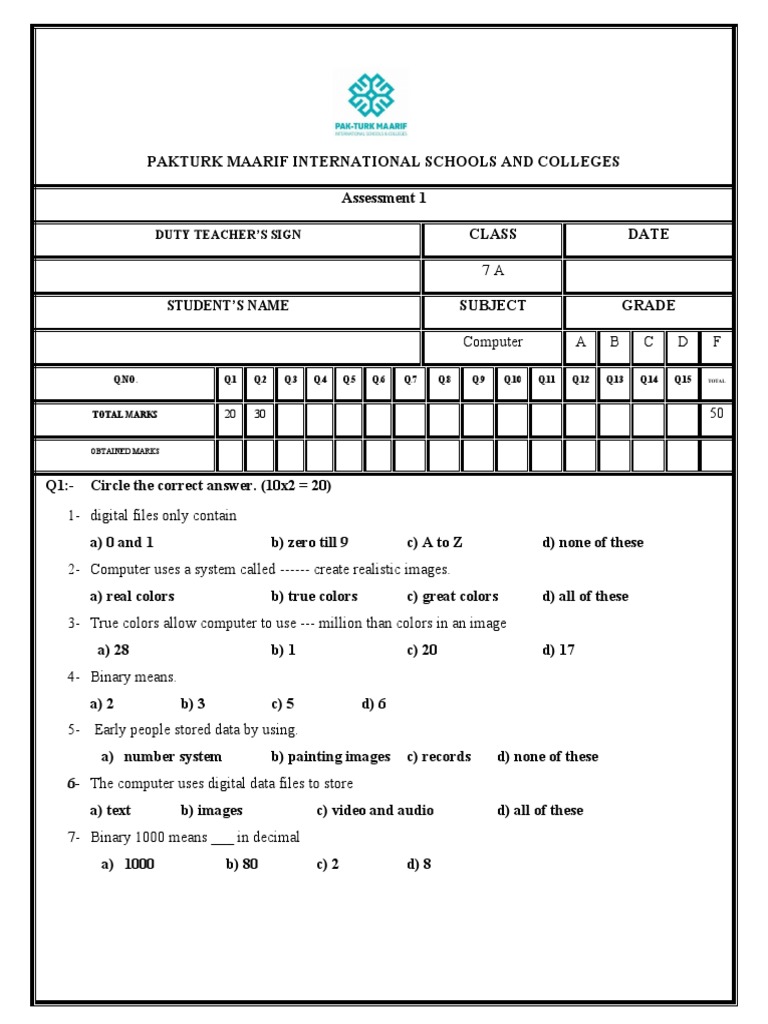 Class 7 Final Term Computer Pdf Bit Computer Hardware 0755