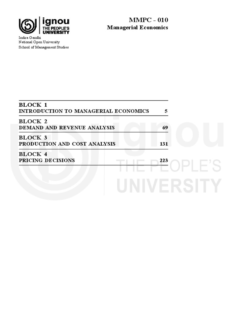 MMPC-010 Managerial Economics PDF | PDF