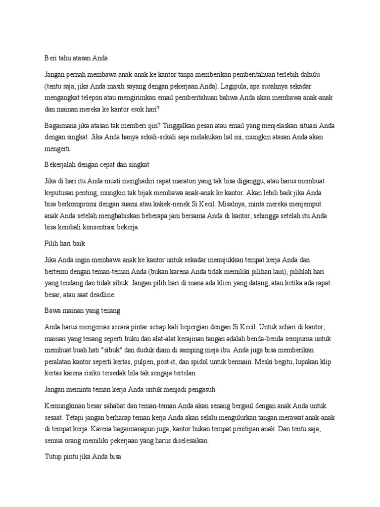 Tips Bawa Anak ke Kantor dengan Bijak | PDF