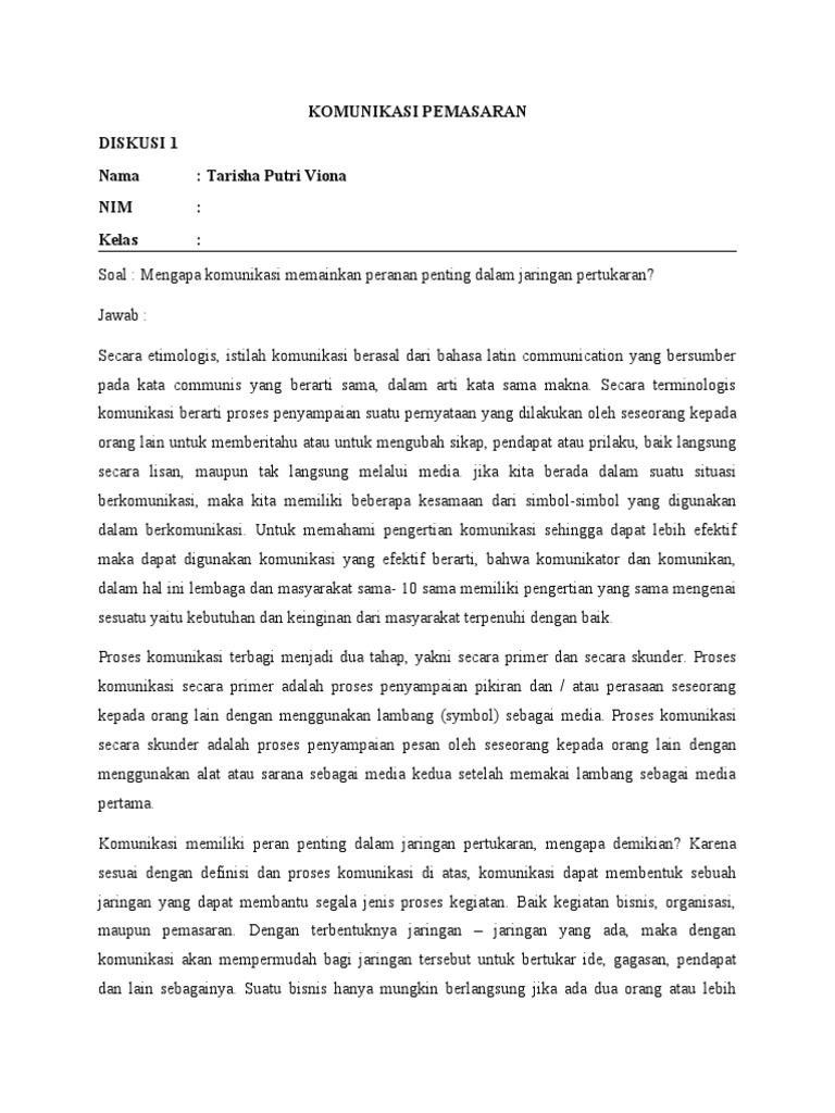 Komunikasi Pemasaran - Tarisha | PDF