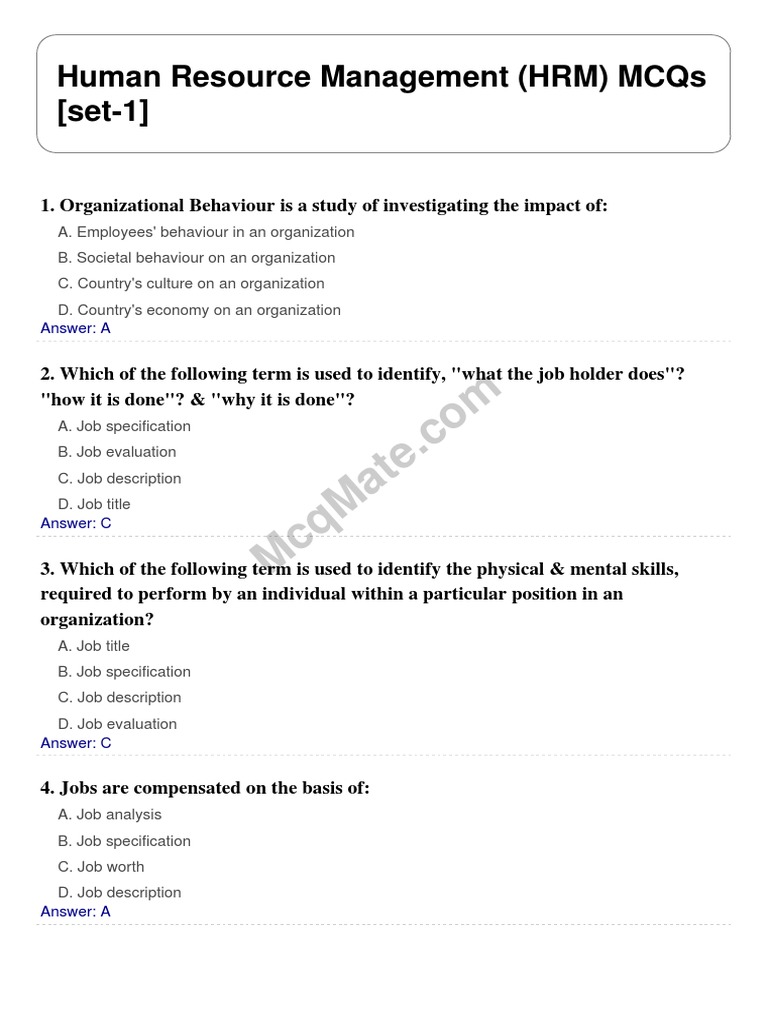 Human Resource Management (HRM) (Chapter - More MCQS) Solved MCQs (Set ... Human Resource Management (HRM) (Chapter - More MCQS) Solved MCQs (Set ...