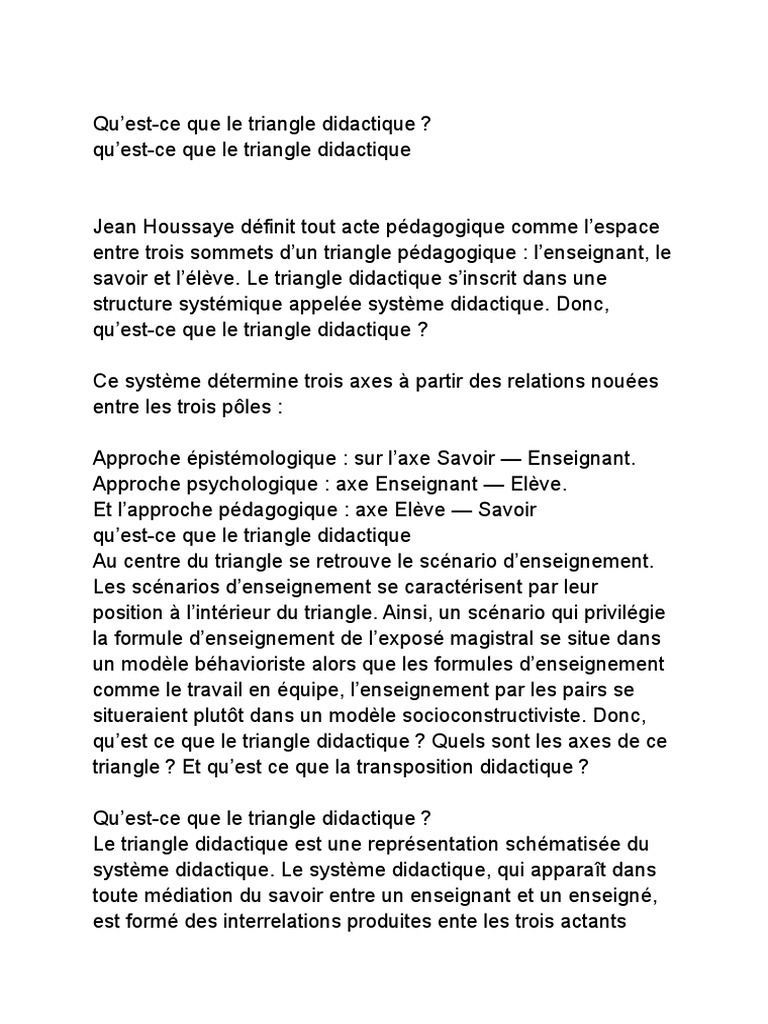 Triangle Didactique PDF | PDF | Sciences et mathématiques