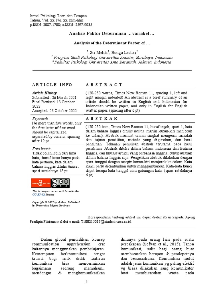 Template JPTT Oktober 2022 (1) Jurnal Eks | PDF