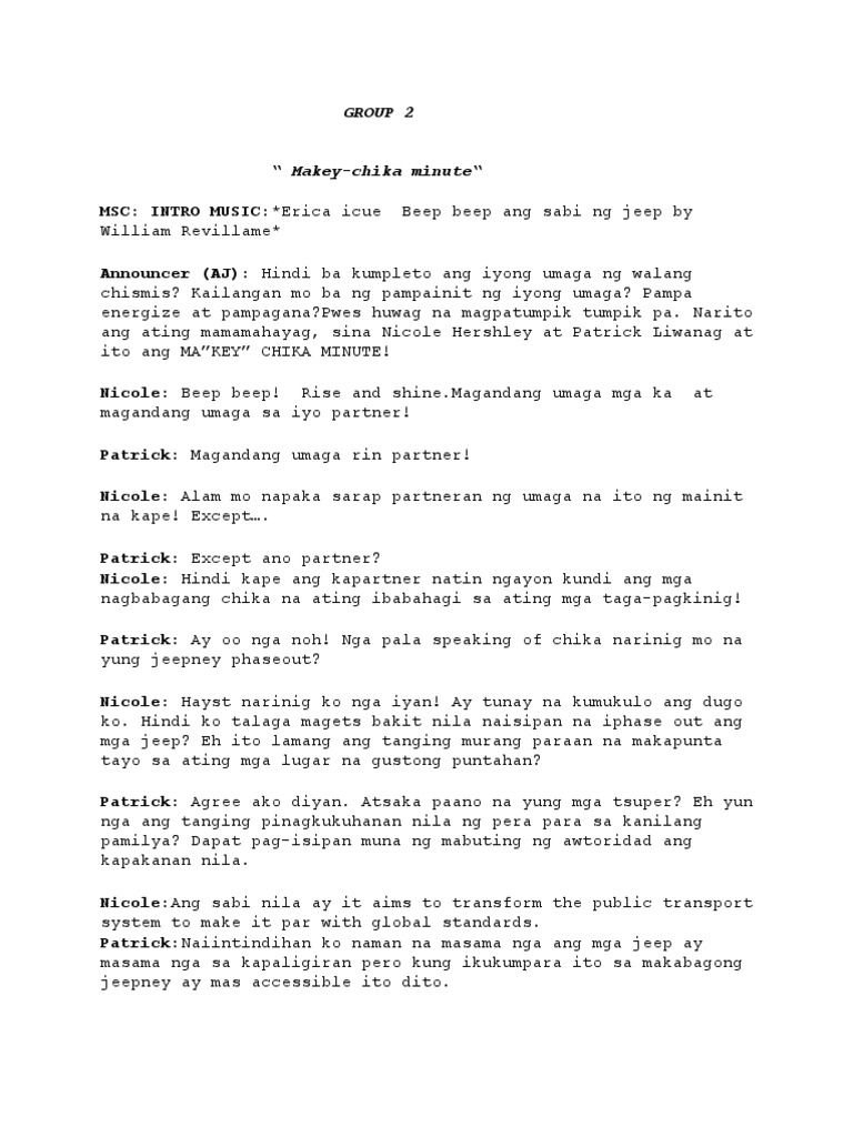 Group-2-Ma-Key-Chika-Minute-Final Script! | PDF