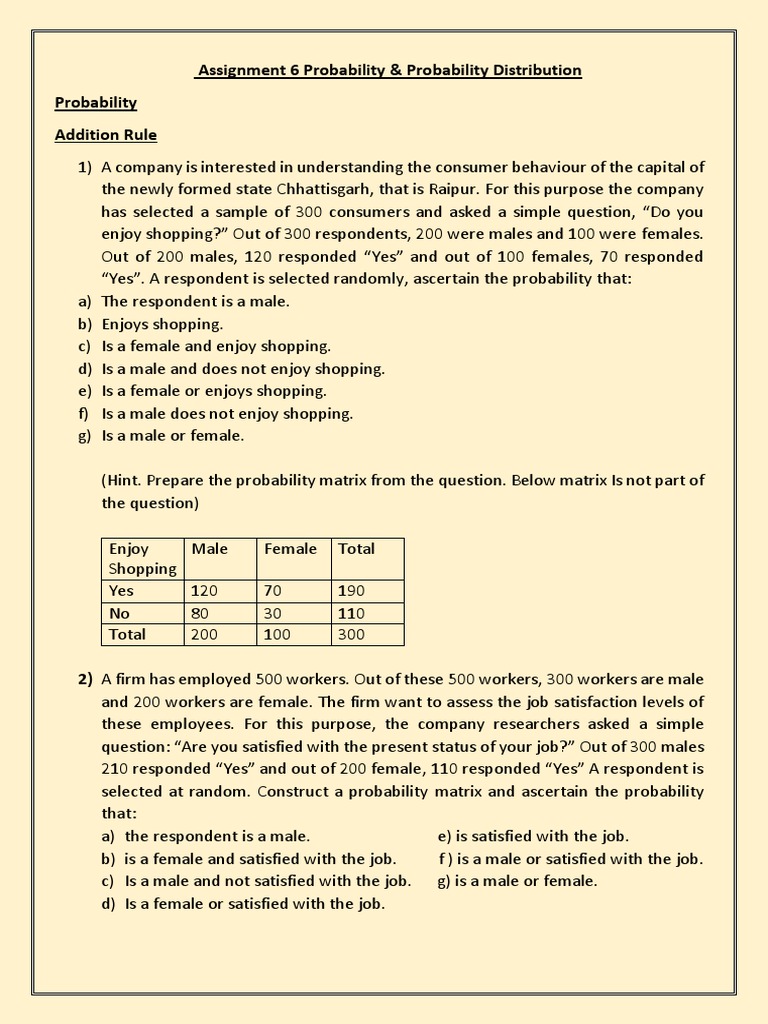 Assignment 6 Probability & Probability Distribution.pdf | PDF