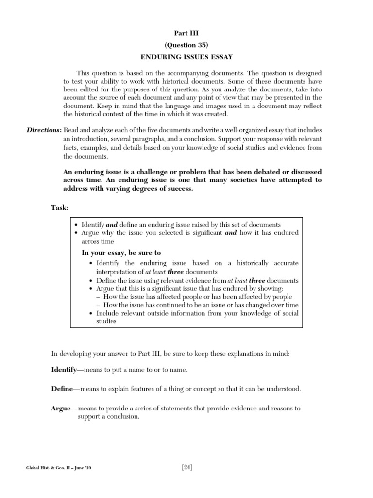 June 2019 Enduring Issues Essay PDF | PDF
