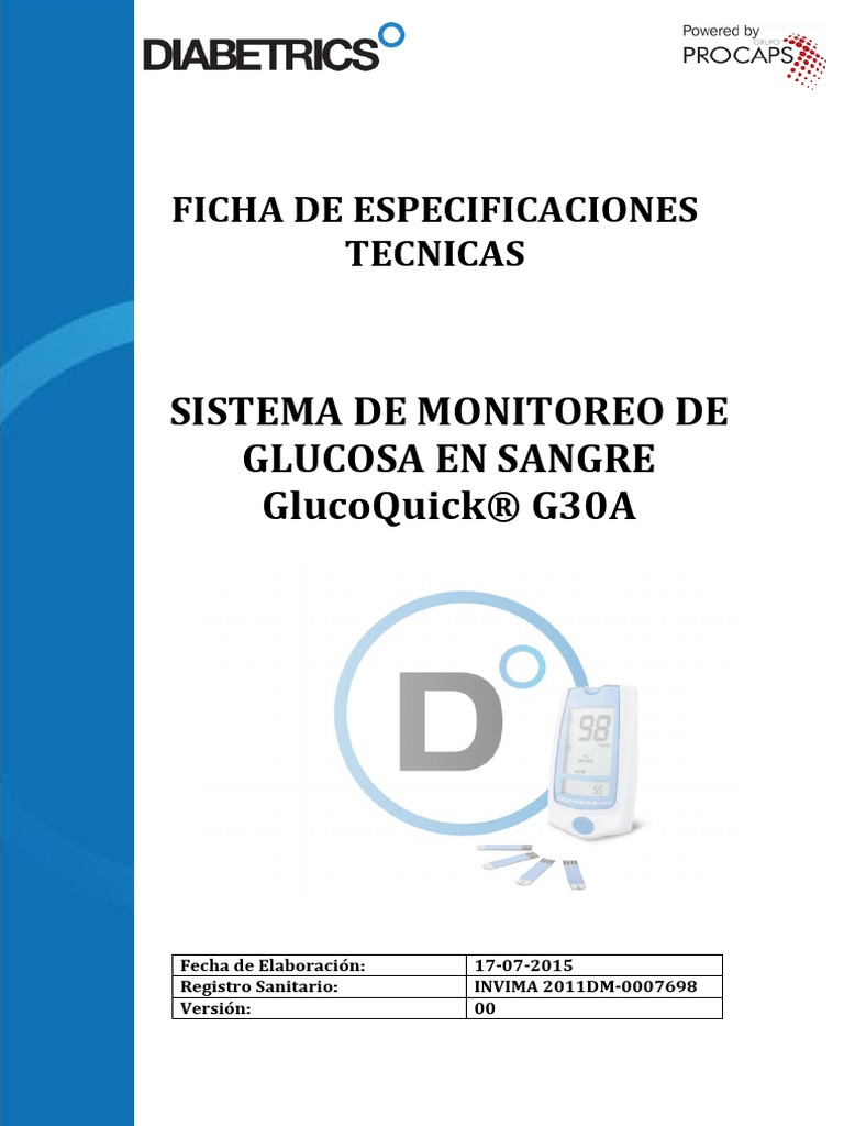 Ficha Tecnica Glucometro Glucoquick G30a FT PDF | PDF Ficha Tecnica Glucometro Glucoquick G30a FT PDF | PDF