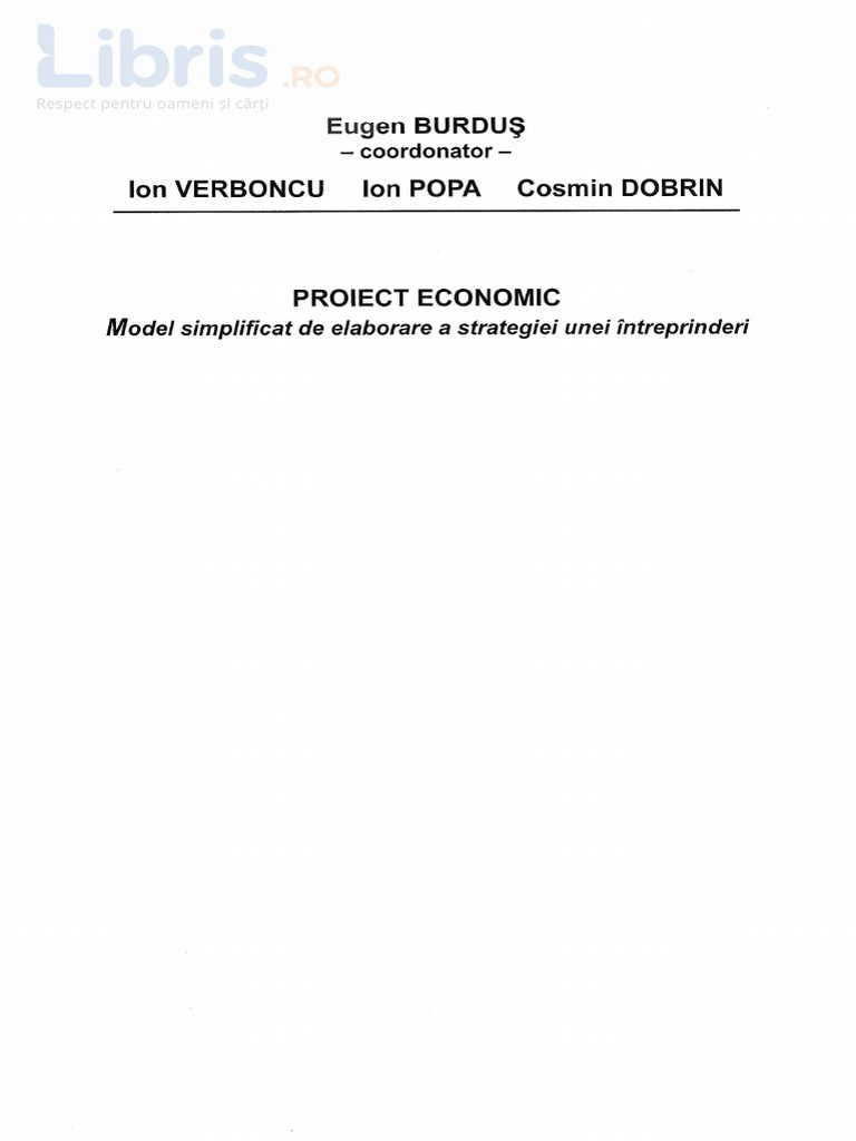 Proiect Economic - Eugen Burdus, Ion Verboncu, Ion Popa PDF | PDF
