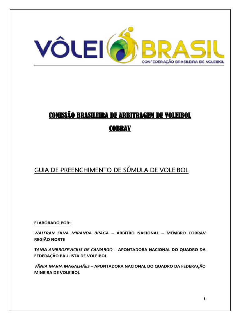 Guia de Preenchimento de Sumula de Voleibol 2018 Concluido 18 Nov PDF | PDF