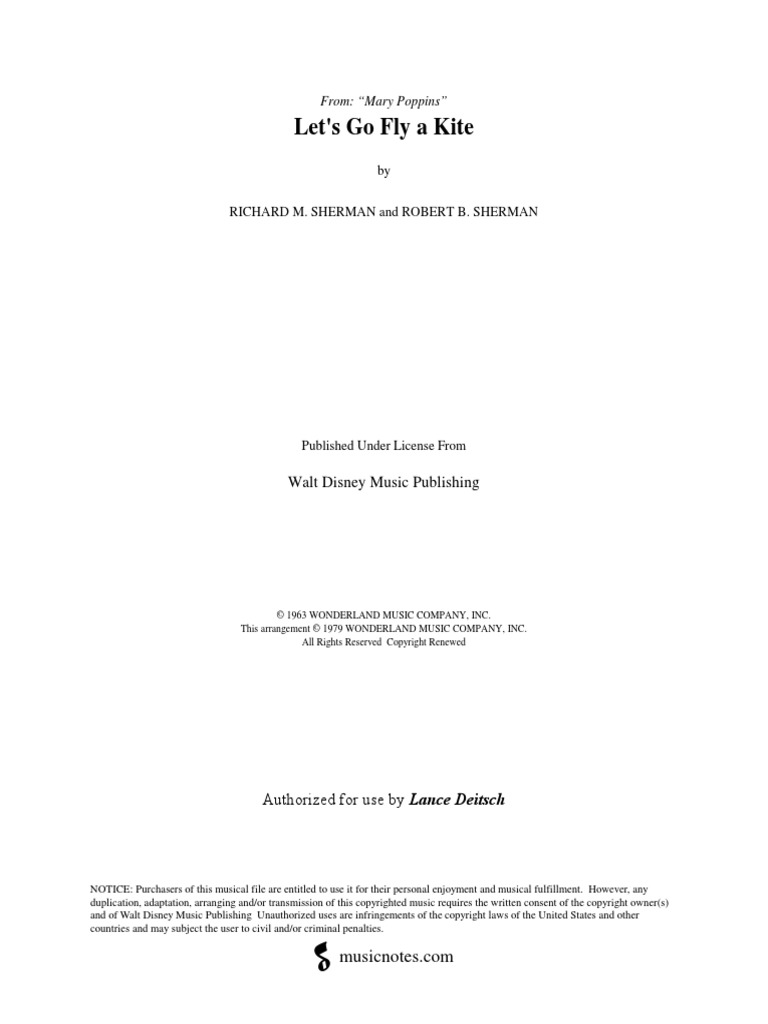 Lets Go Fly A Kite - C Major PDF | Download Free PDF | Business Law ...