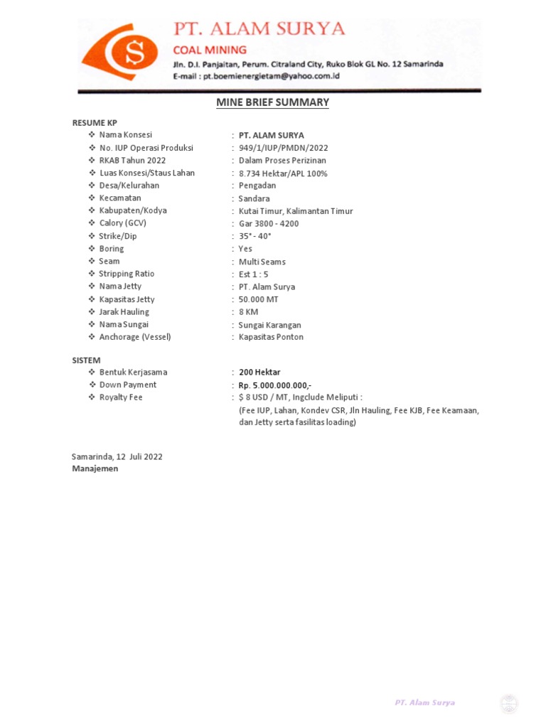 Summary Mine Alam Surya | PDF