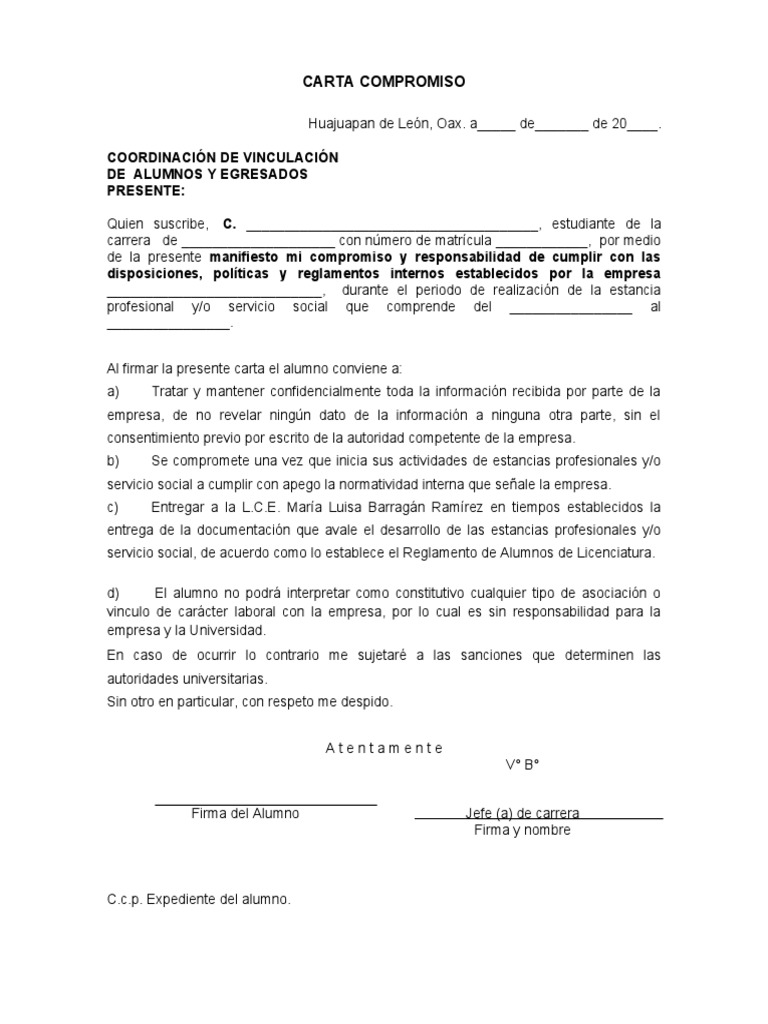 Carta Compromiso | PDF