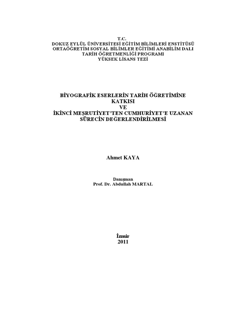 Abdullah Kaya-BiYOGRAFiK ESERLERiN TARiH ÖĞRETiMiNE KATKISI PDF | PDF
