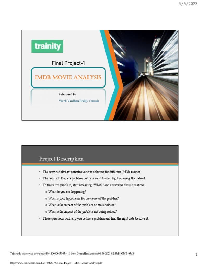 Final Project1 IMDB Movie Analysis PDF | PDF