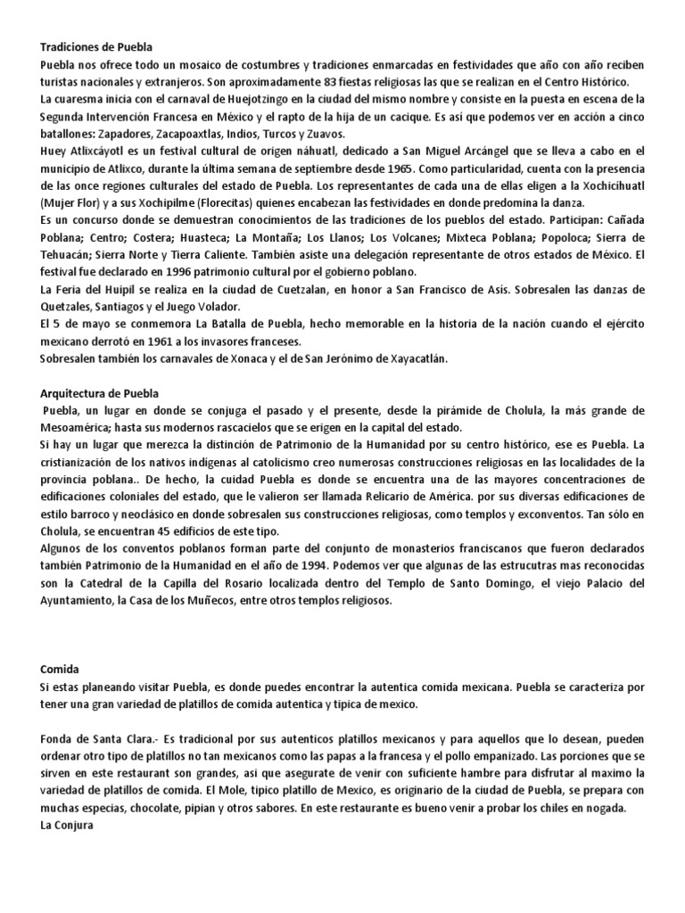 Tradiciones de Puebla | PDF | Postres | México