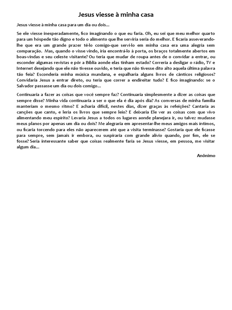 Jesus Viesse À Minha Casa | PDF | Poesia