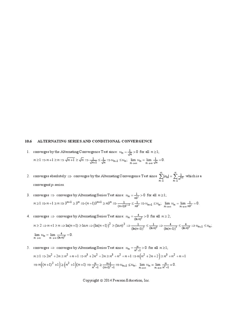 12 Alternating Series And Conditional Convergence Solutions Pdf Pdf