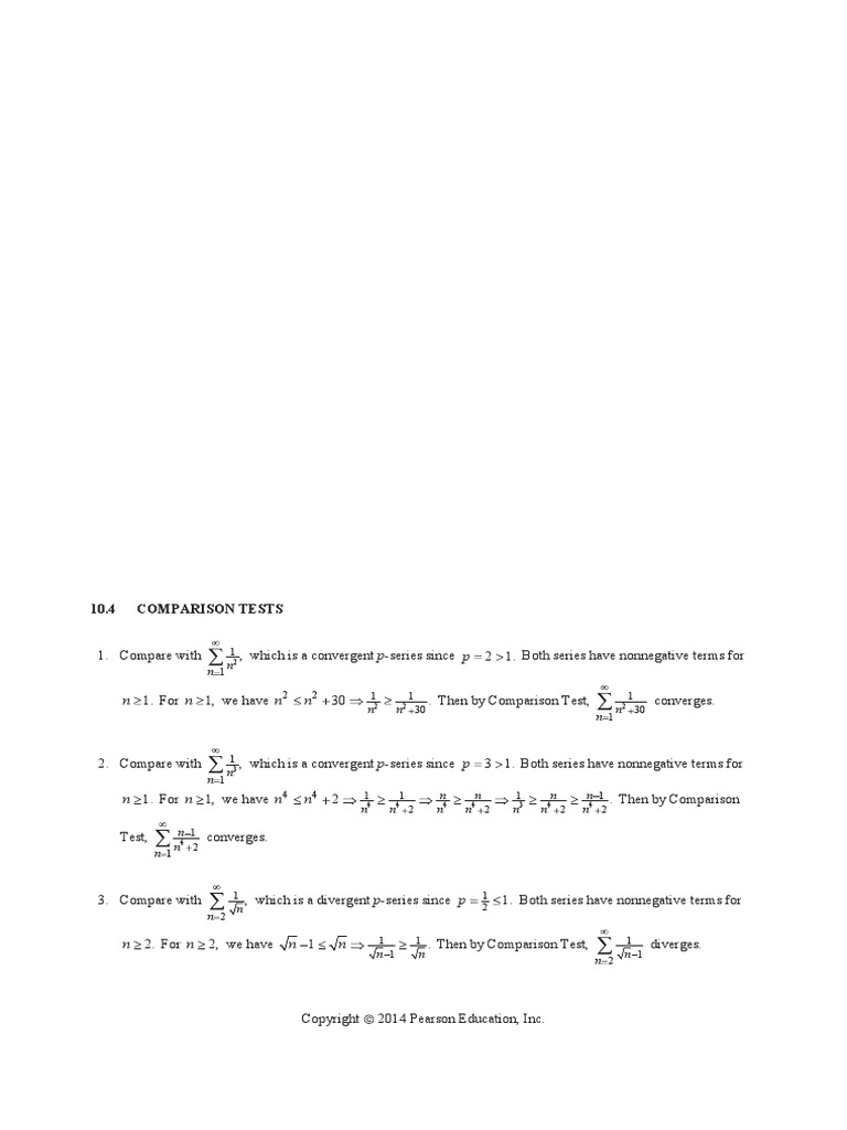 8 - Comparison Tests Solutions PDF | PDF