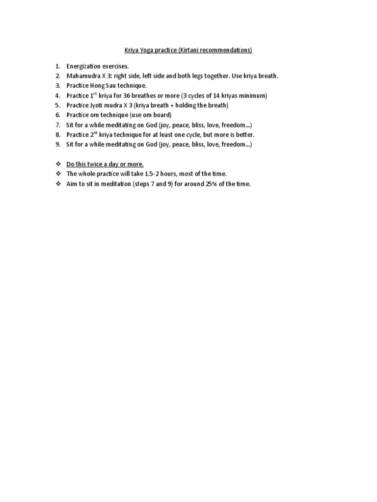 Kriya Yoga Practice | PDF