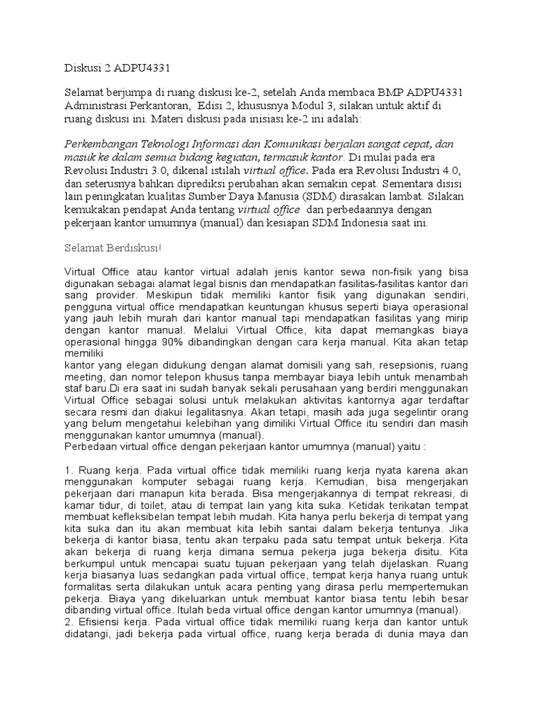 Diskusi 2 ADPU4331 | PDF | Bisnis | Komputer