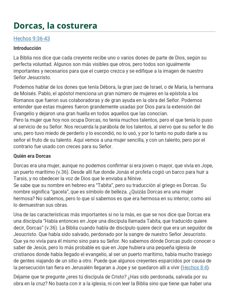 Dorcas | PDF | Jesús | Fe