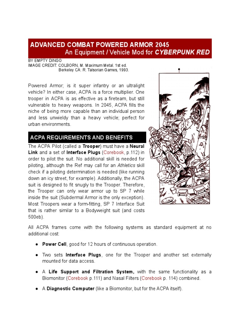 ACPA 2045 - An Equipment - Vehicle Mod For CYBERPUNK RED | PDF
