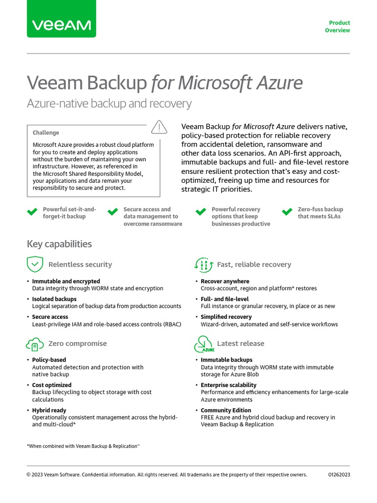 Veeam Backup Azure Product Overview | PDF | Backup | Cloud Computing