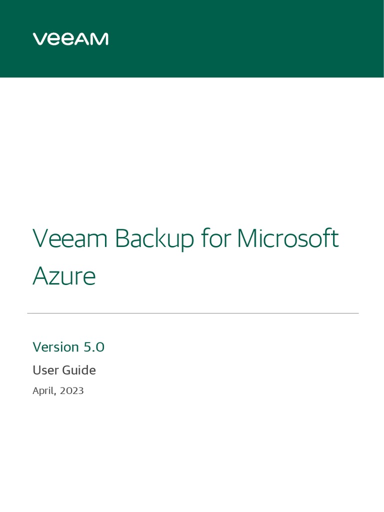 Veeam Backup Azure 5 0 User Guide PDF | PDF | Backup | Microsoft Azure