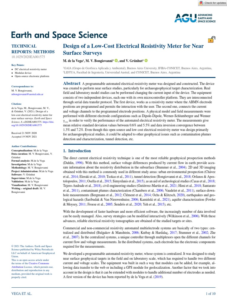 Earth and Space Science - 2021 - de La Vega - Design of A Low Cost ...