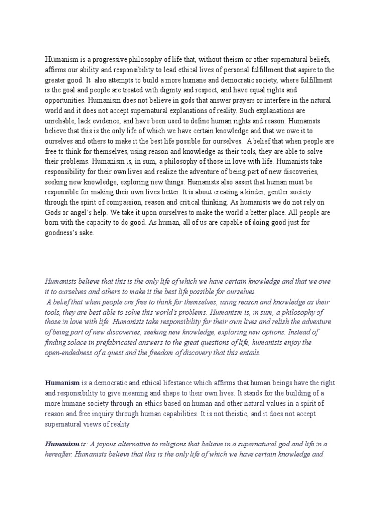 An In-Depth Exploration of the Philosophy of Humanism: Its Core Tenets ...