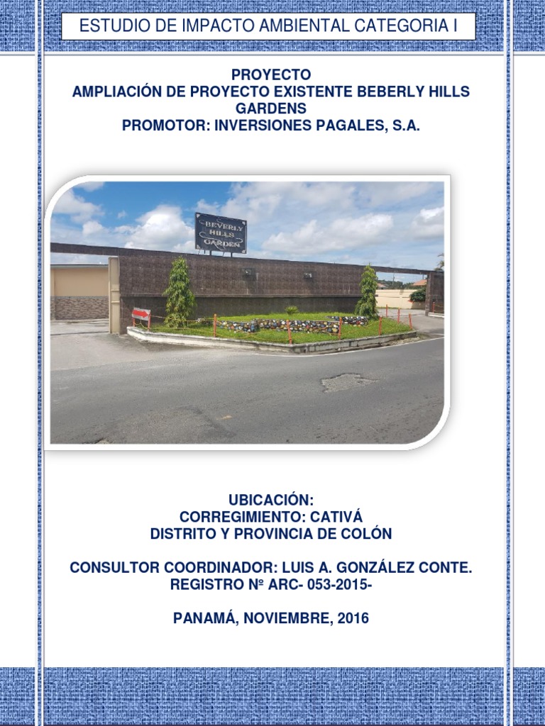 EsIA Beberly Hills GArden PDF | PDF | Evaluación de impacto ambiental | Naturaleza