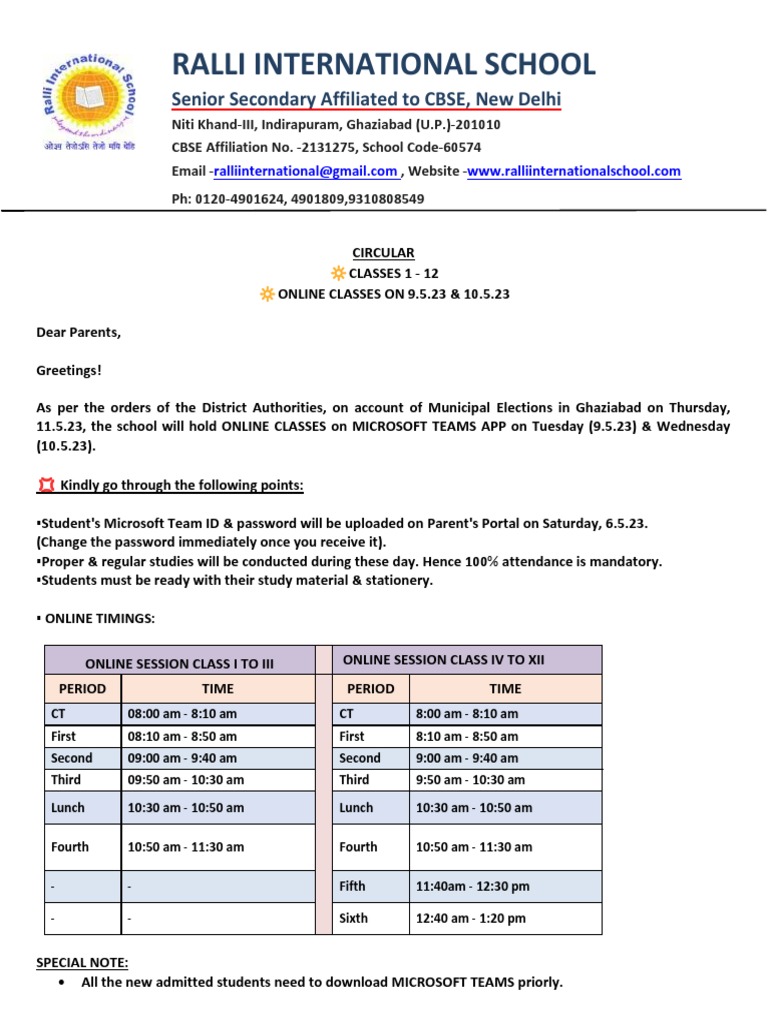 1-12 Circular ONLINE Classes 0n 9-10 May 23 | PDF | Software