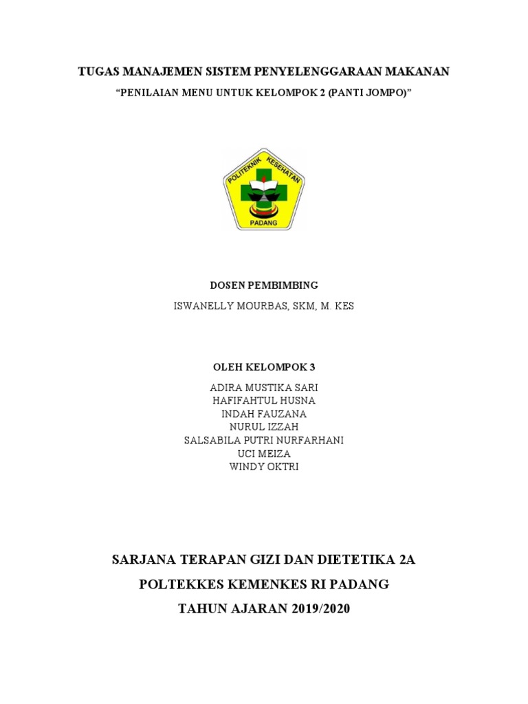 Perencanaan Menu RS | PDF